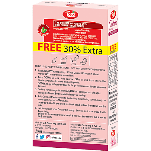 Buy Tops Custard Powder Strawberry 100 Gm Carton Online at the Best ...