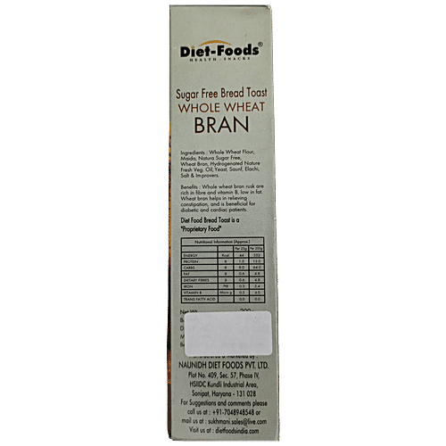 Buy Healthy Snacks Rusk Sugar Free Whole Wheat Bran 200 Gm Carton ...