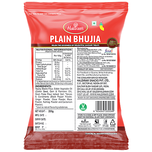 Buy Haldirams Namkeen Bhujia Plain Del 200 Gm Pouch Online at the Best ...
