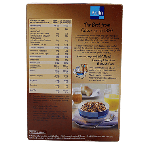 Buy Kolln Muesli Crunchy Chocolate Brittle Oats 375 Gm Carton Online At ...