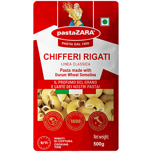 Buy Pasta Zara Rigate Chifferi 500 Gm Pouch Online at the Best Price of ...