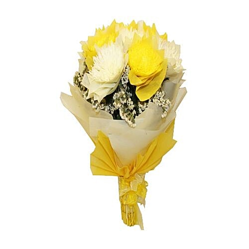 Buy Flowers n Flowers Flower Bouquet - Mix Yellow & White Disbud Online ...
