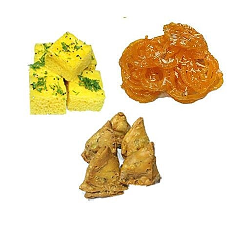 Buy Satkar Sweets Snack Box Birthday Party 250 Dhokla 4 Samosa 200 Gm ...