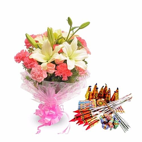 Buy FERNS N PETALS Diwali Gifts - Exotic Bouquet N Crackers Online at ...