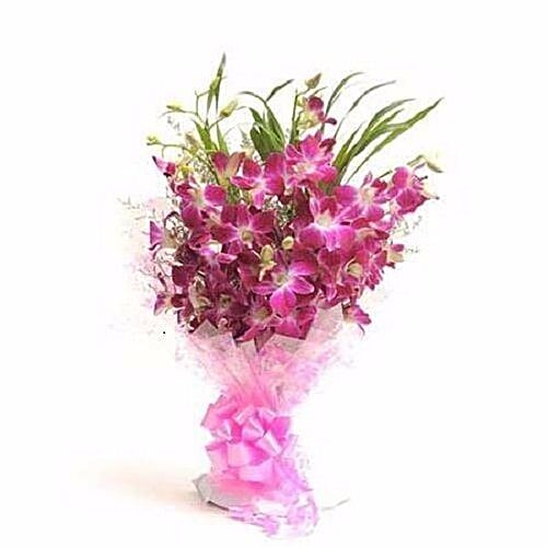Buy Blooms & Bouquets, Brigade Road Flower Bouquet - 6 Purple Orchids 1 ...