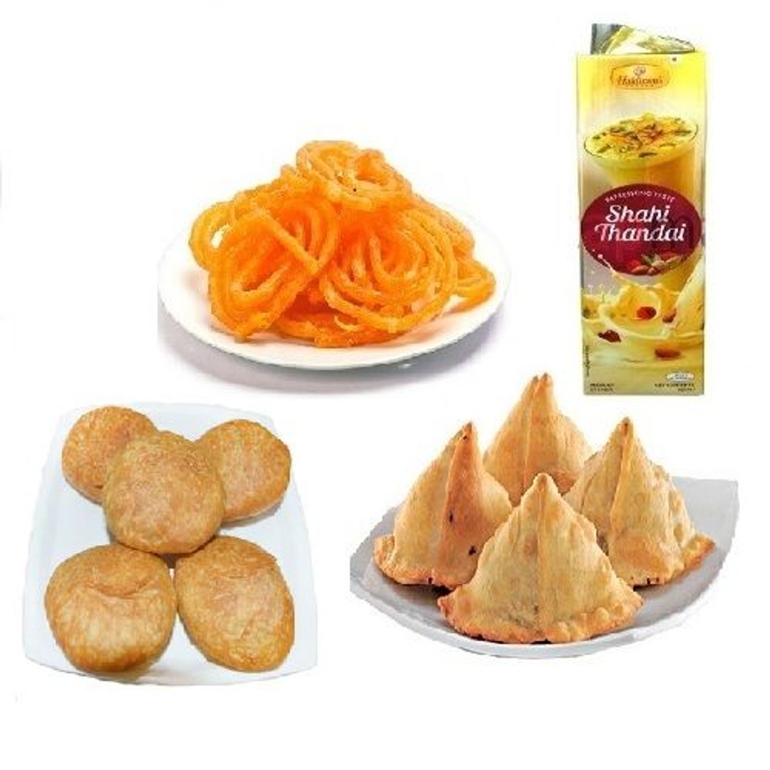 Buy Agarwal Sweets Combo Samosa Kachori 5 Pcs Jalebi Thandai Bottle 1 ...