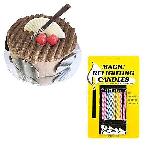 Buy Delish Bake N Choc Party Combo Choco Dust Cake 500Gm Magic Candles ...