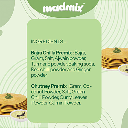Buy Madmix Energy Boost Bajra Instant Chilla Premix - With Free Chutney ...