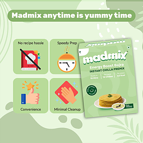 Buy Madmix Energy Boost Bajra Instant Chilla Premix - With Free Chutney ...