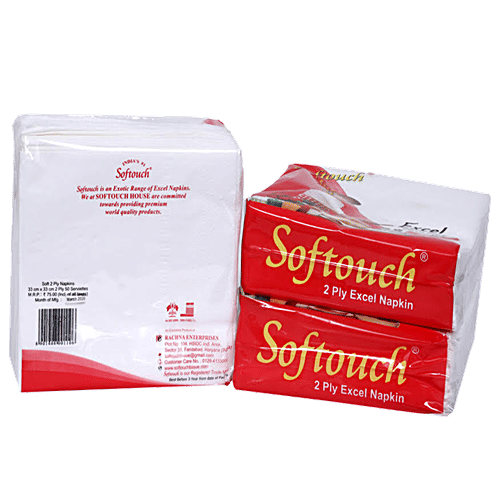 Buy Softouch Excel Tissue Paper Napkins - 2 Ply, 33CM X 33CM) Online at ...