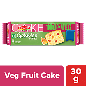 Buy Britannia Gobbles 100% Veg Bar Cake - Fruit, Soft & Fluffy Snack ...