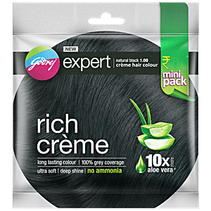 Buy Godrej Expert Rich Creme Hair Colour - Natural Black, Long-Lasting ...