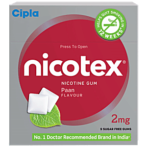 Buy Nicotex Nicotine Chewing Gum - Mint Plus Flavour, Sugar Free, Helps ...