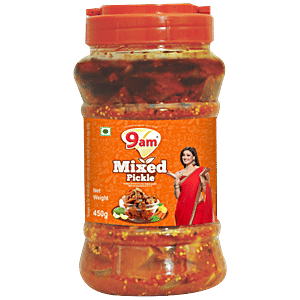 Buy 9 AM Mixed Pickle - Vegetable, Hot & Tangy Online at Best Price of ...