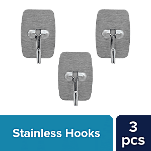 Buy bb home Stainless Steel Square Adhesive Hook Set - Strong Grip, Max ...