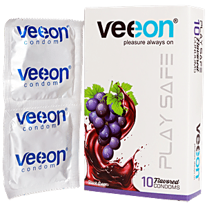 Buy VEEON Play Safe Flavored Condoms - Black Grapes Online at Best ...