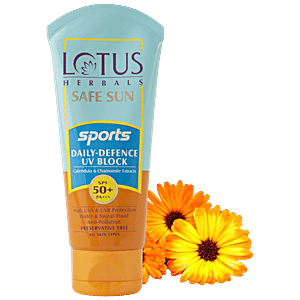 Buy Lotus Herbals Safe Sun Sports Daily-Defence UV Block - SPF 50+, PA ...