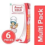 Buy Amul Gold Homogenised Standardised Milk 6x1 L (Multipack) Online at ...