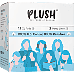 Buy Plush 100% Pure US Cotton Ultra-Thin Sanitary Pads, 12 XL pads & 2 ...