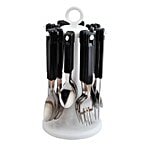 Buy Elegante Tablecraft Cutlery Set With Stand Black 25 Pcs Online At ...