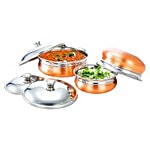 Buy Manya Baby Corn Cook Serve Set Stainless Steel Full Copper Bottom 3 ...