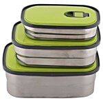 Buy Homio Stainless Steel Lunch Box/ Tiffin Set - Rectangular, Green ...