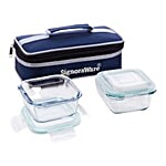 Buy Signoraware Midday Square Borosilicate Glass Lunch Box/Tiffin Box ...