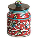 Buy ExclusiveLane Ceramic Multi Utility Storage Jar/Container - Mughal Cylindrical, Floral, Non ...