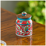 Buy ExclusiveLane Ceramic Multi Utility Storage Jar/Container - Mughal Cylindrical, Floral, Non ...