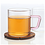 Buy Borosil Vision Tea-N-Coffee Mug Set - Glass, Pink Handle, Microwave ...
