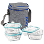Buy Treo Lunch Box - All Fresh Square Glass Tiffin Containers With ...