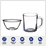 Buy Yera Glass Bowl & Cup Set - Plain, Lightweight Online at Best Price ...