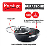 Buy Prestige Durastone Hard Anodised 6 Layer Non-Stick Kadai - With Glass Lid, 24 cm, Black ...
