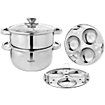 Buy Segovia Stainless Steel 2 Tier Multi Cooking Steamer Set - Idli ...