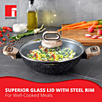 Buy Bergner Ultimate ILag Marble Non-Stick Kadai/Kadhai With Glass Lid 24 cm, Induction Base ...
