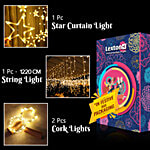 Buy Lexton Combo Of 40 ft LED Decorative String Light, Star Curtain ...