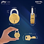 Buy Godrej Locks Navtal 5 Levers Brass Padlock With 3 Keys Online at ...