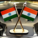 Buy House of Festivals Cross Design Golden Pole Tiranga Stand - For Car ...