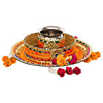 Buy eCraftIndia Multicolour Floral Designer Stainless Steel Karwa Chauth Pooja Thali Set Online ...