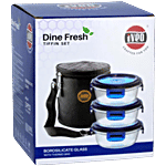 Buy Iveo Borosilicate Dine Fresh Tiffin Set - With Thermo Bag, Blue ...