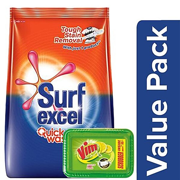 Buy Bb Combo Surf Excel Quick Wash Detergent Powder 1 Kg Vim Dishwash ...