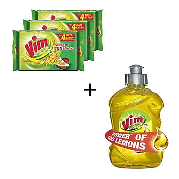 Buy Vim Liquid 250 ml + Bar 3X200 gm Online at Best Price of Rs 132 - bigbasket