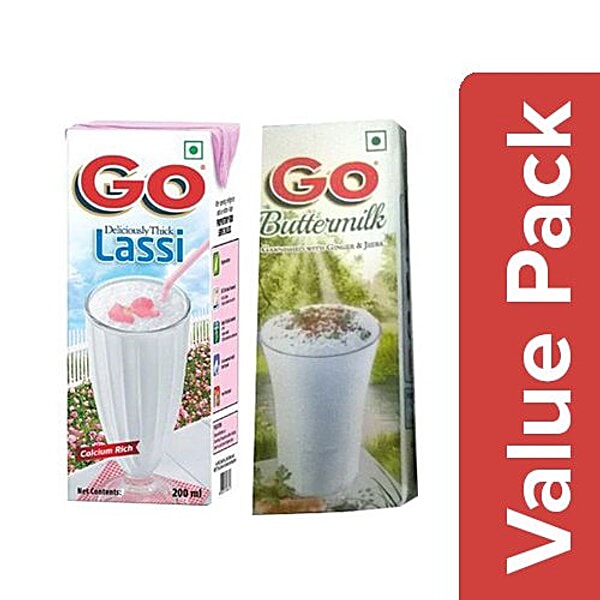 Buy Go Lassi 200 ml + Butter Milk - Ginger & Jeera (Spiced) 200 ml ...