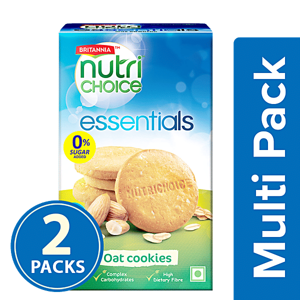 Buy Britannia NutriChoice Essentials Oats Cookies (No Added Sugar ...