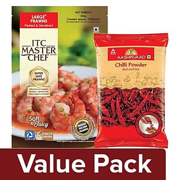 Buy Bb Combo Itc Master Chef Prawns Large 200 Gm Itc Aashirvaad Chilly ...