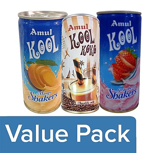 Buy Amul Kool Milk Shake Mango 200Ml Kool Milk Shake Strawberry 200Ml ...