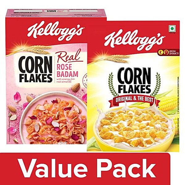 Buy Kellogg's Corn Flakes 475 gm + Real Rose Badam 280 gm Online at ...