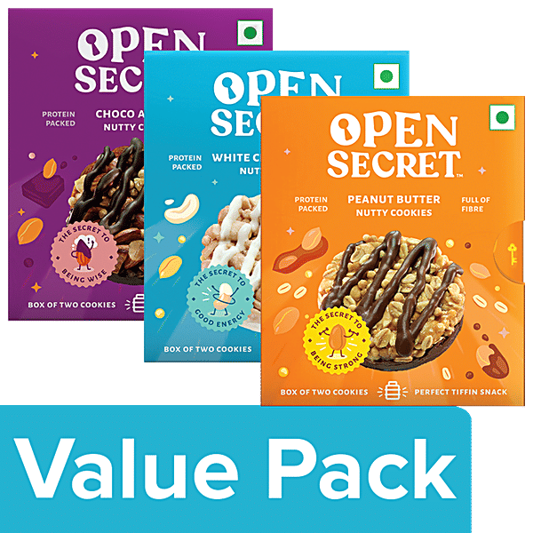 Buy Open Secret Nutty Cookies- Choco Almond+White Choco Cashew+Peanut ...