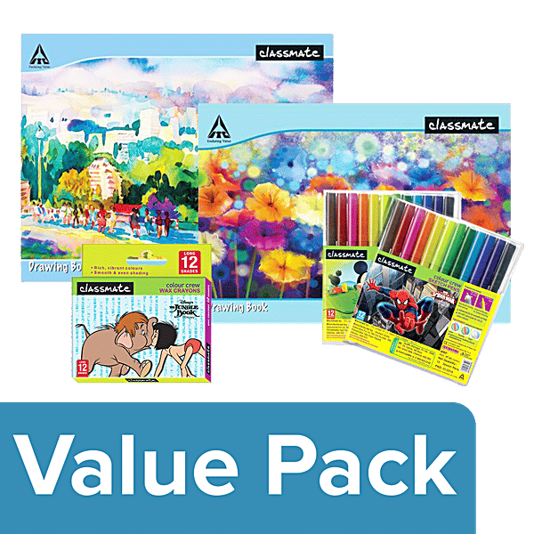 Buy Classmate Drawing-A4,Unruled,40P+Drawing-Unruled,40P+Crayons-Wax ...