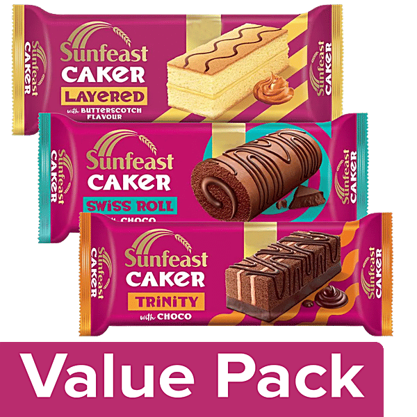 Buy Sunfeast Caker Butterscotch 25g + Swiss Roll Chocolate 29g ...